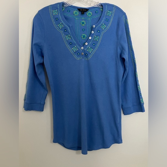 Alp N Rock | Tops | Alp N Rock Large Blue Embroidered Henley Top 34 ...